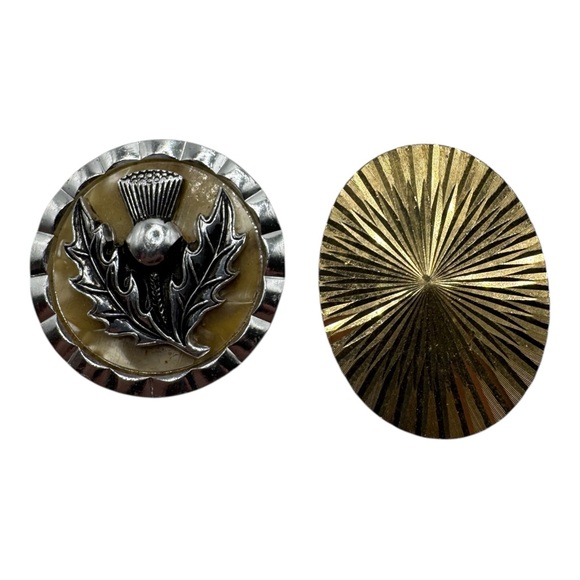 Jewelry | Vintage German Kilt Pins Thistle Gold Sunburst Brooches Pair ...